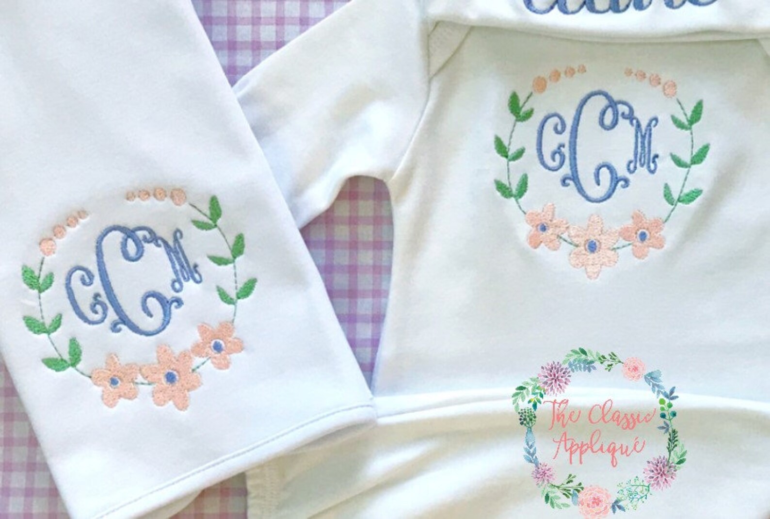 Floral and Dot Vintage Style Inspired Monogram Frame Design Filefor ...