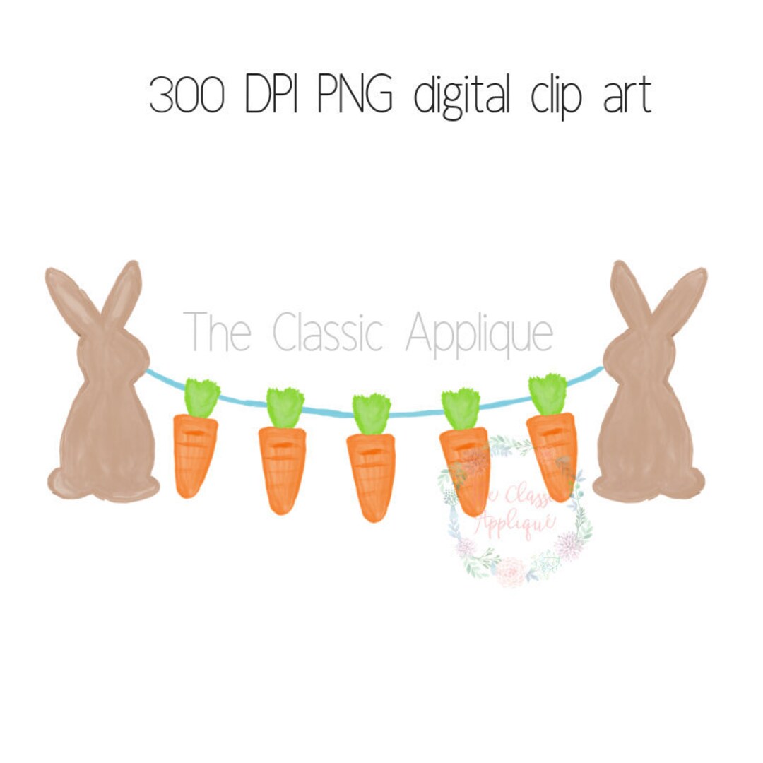Easter Bunnies Holding Carrots PNG Printable - Etsy