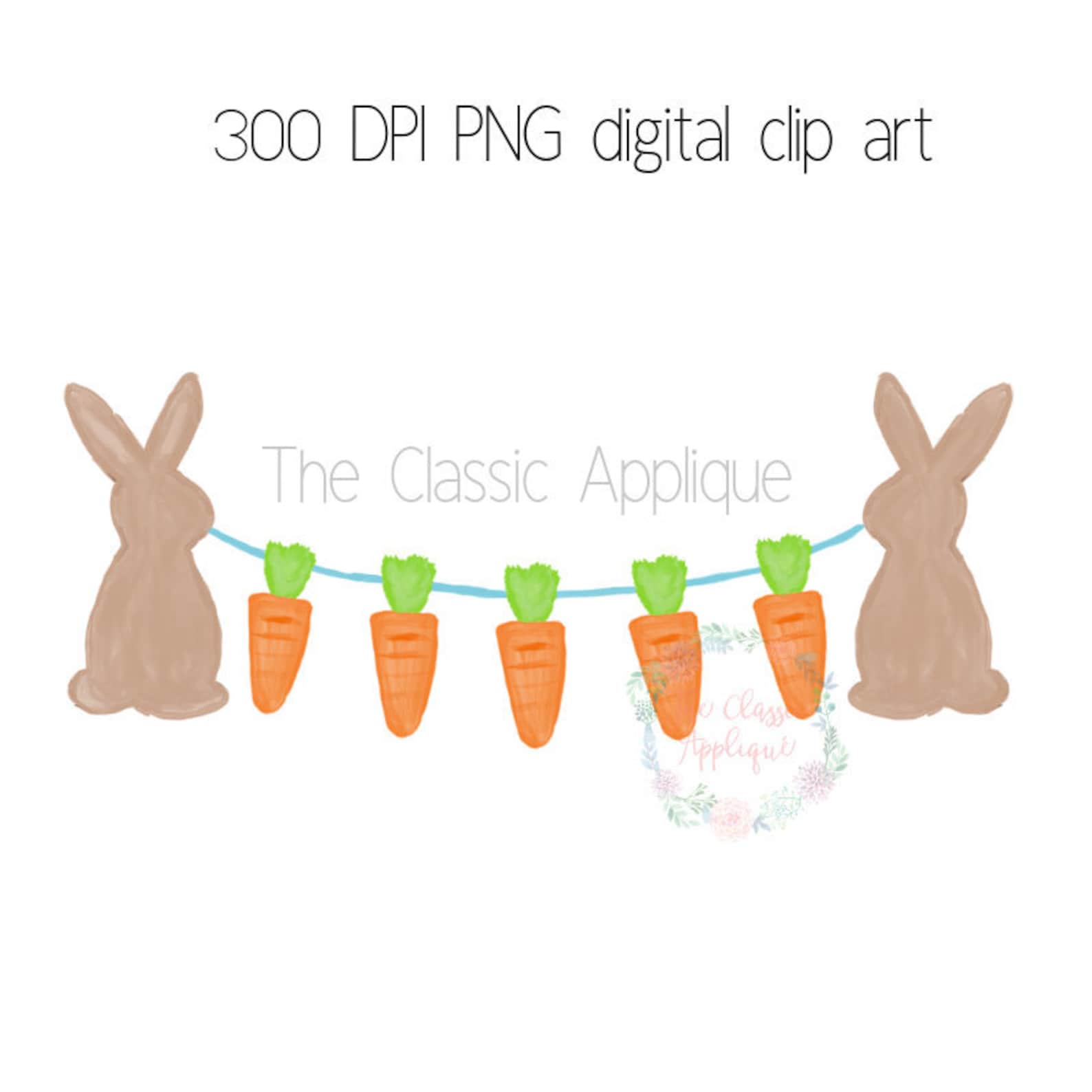 Easter Bunnies Holding Carrots PNG Printable - Etsy