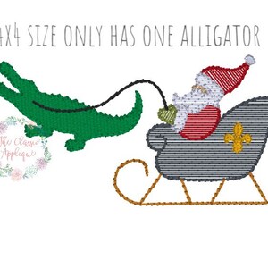Christmas Cajun, Alligators Pulling Santa in Sleigh With Fleur De Lis ...