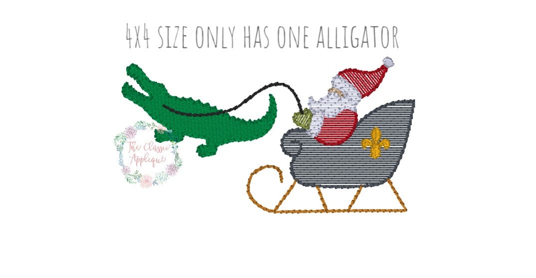 Christmas Cajun Alligators Pulling Santa in Sleigh With Fleur - Etsy ...