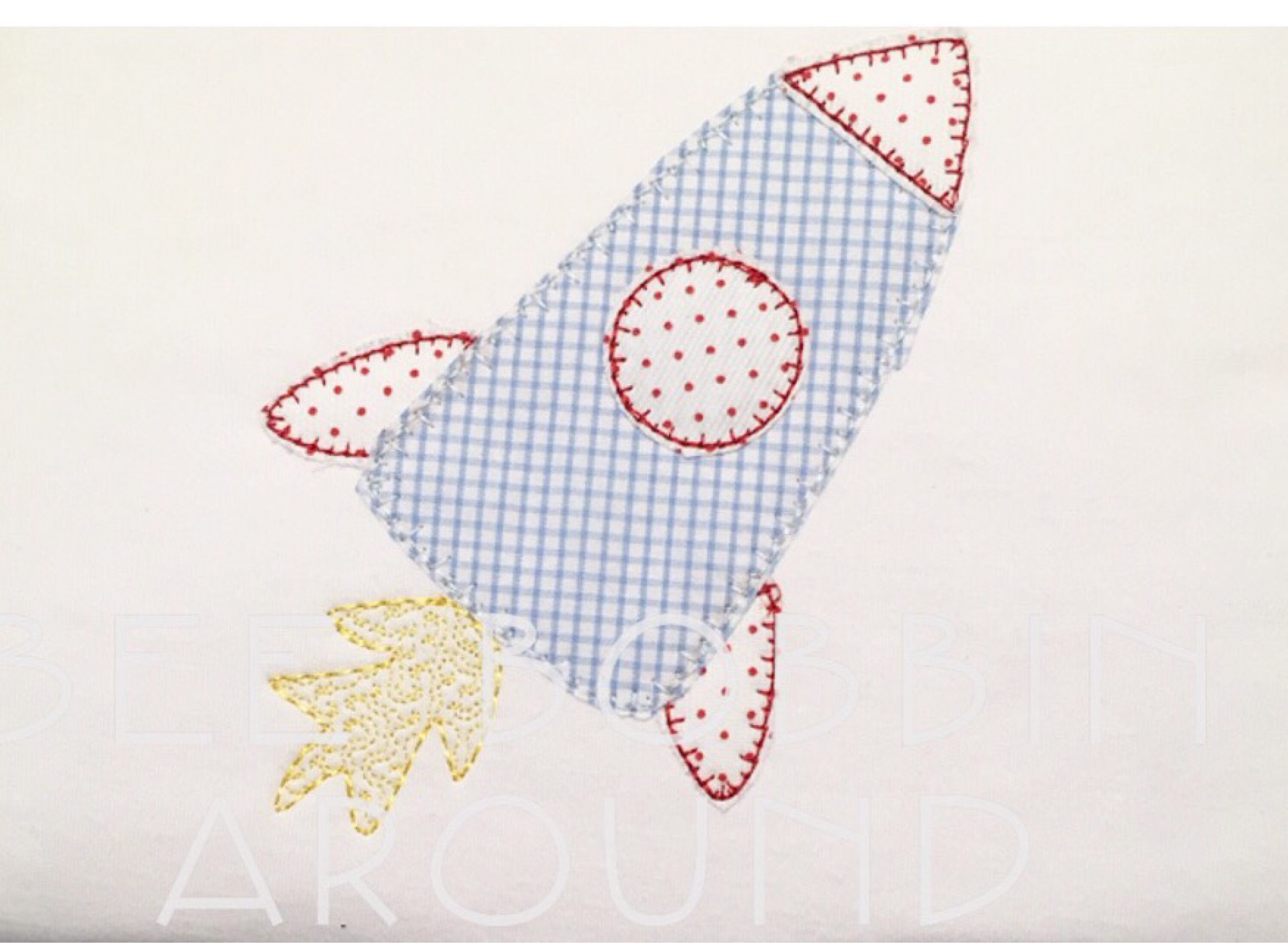 Rocketship blanket stitch applique vintage style embroidery | Etsy