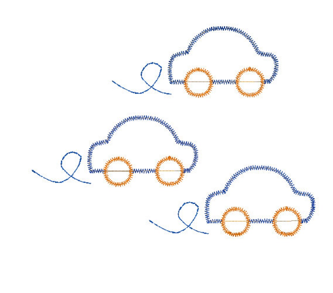 Car transportation applique trio design file for embroidery | Etsy