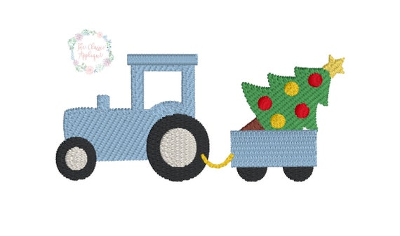 Christmas Tractor With Christmas Tree Mini Fill Stitch Machine | Etsy