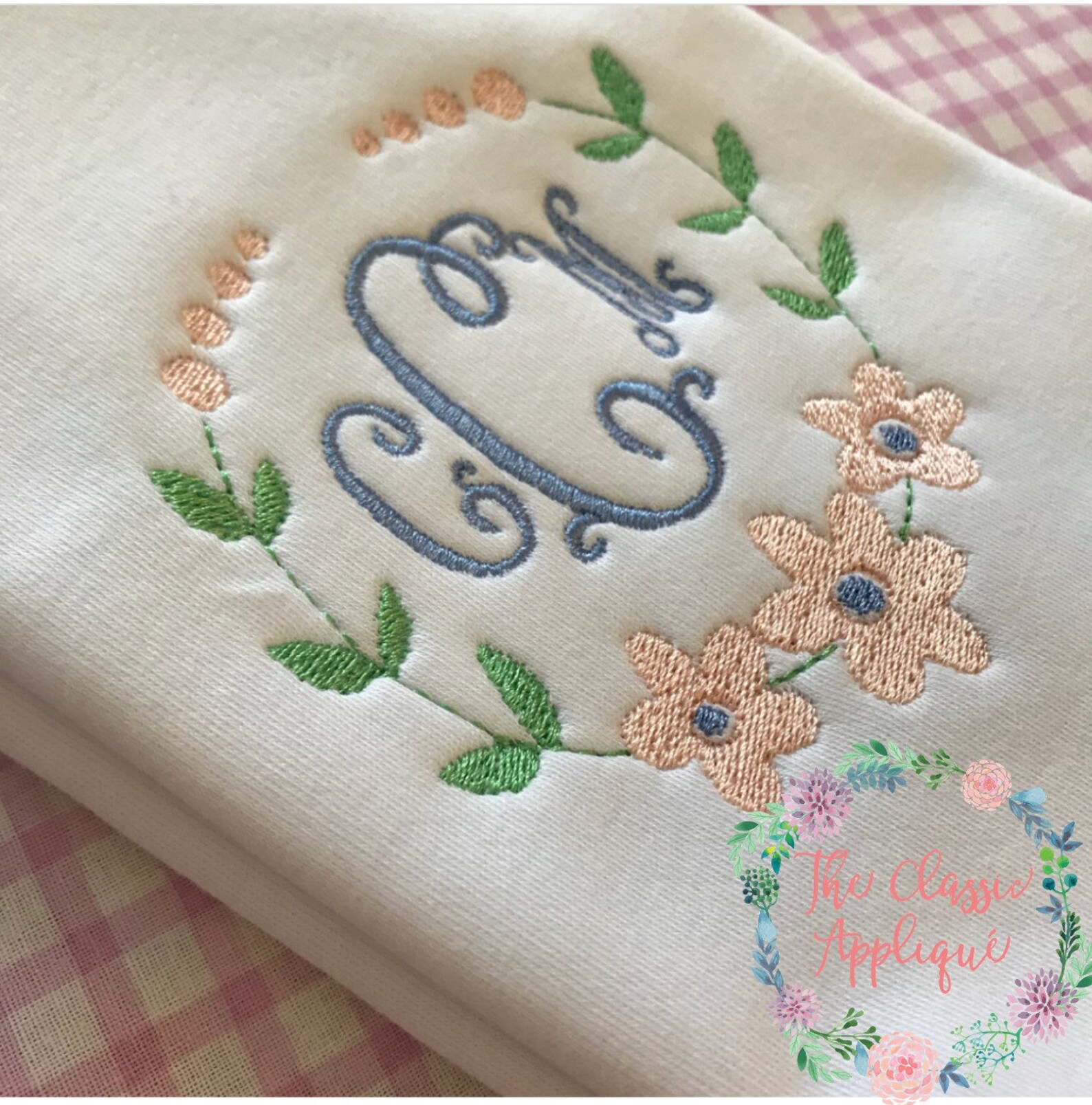 Floral and Dot Vintage Style Inspired Monogram Frame Design Filefor ...