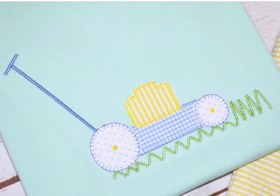 Blanket Stitch Lawn Mower Applique With Vintage Stitch, Quick Stitch ...