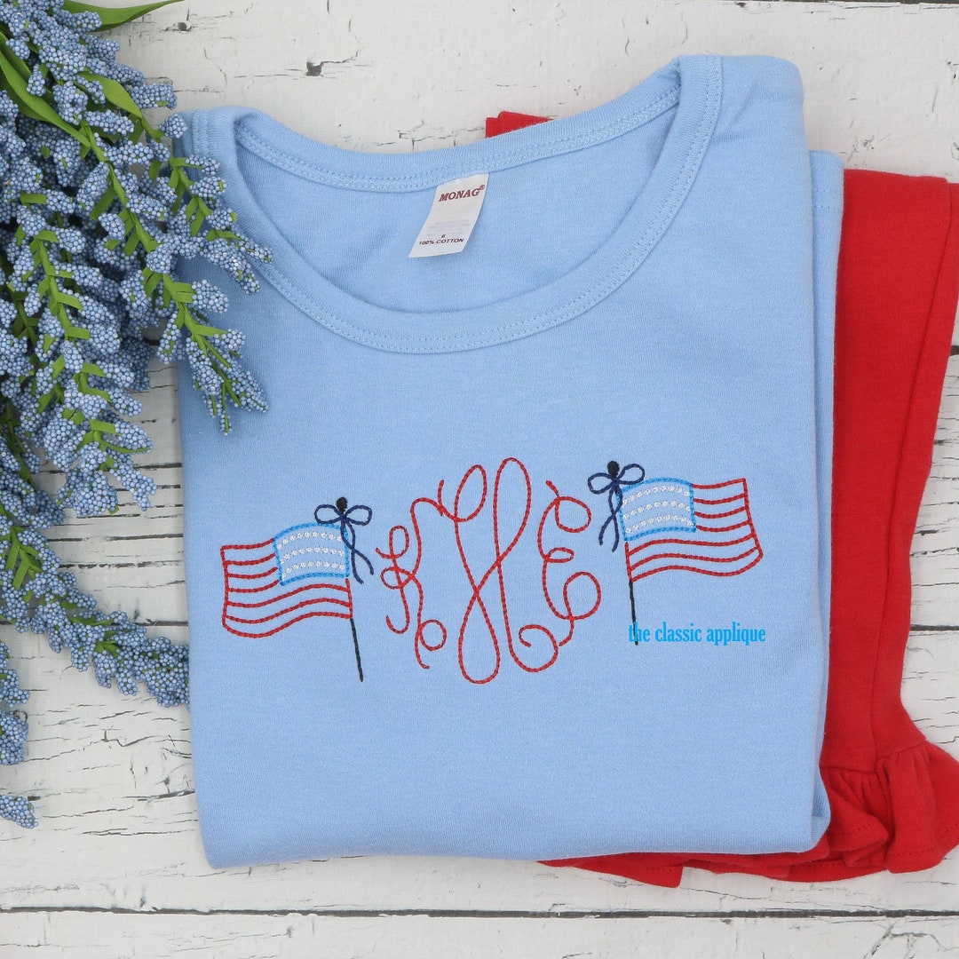 Single Mini Patriotic American Flag With Bow Vintage Stitch, Quick ...