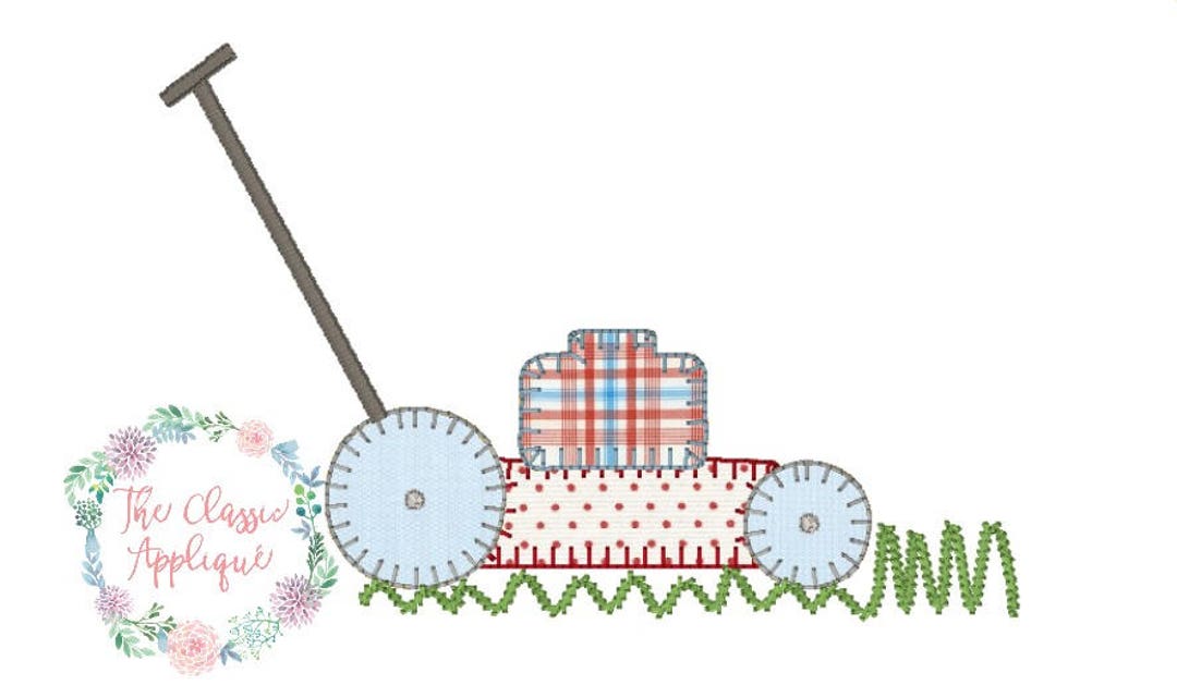 Blanket Stitch Lawn Mower Applique With Vintage Stitch, Quick Stitch ...