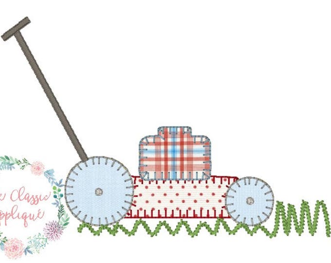Blanket Stitch Lawn Mower Applique With Vintage Stitch Quick - Etsy