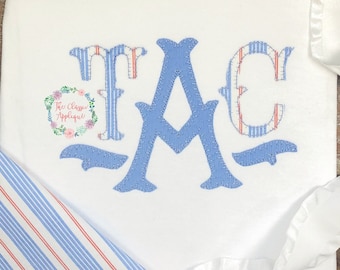 Machine Embroidery Design Fishtail Monogram Applique Font - Etsy