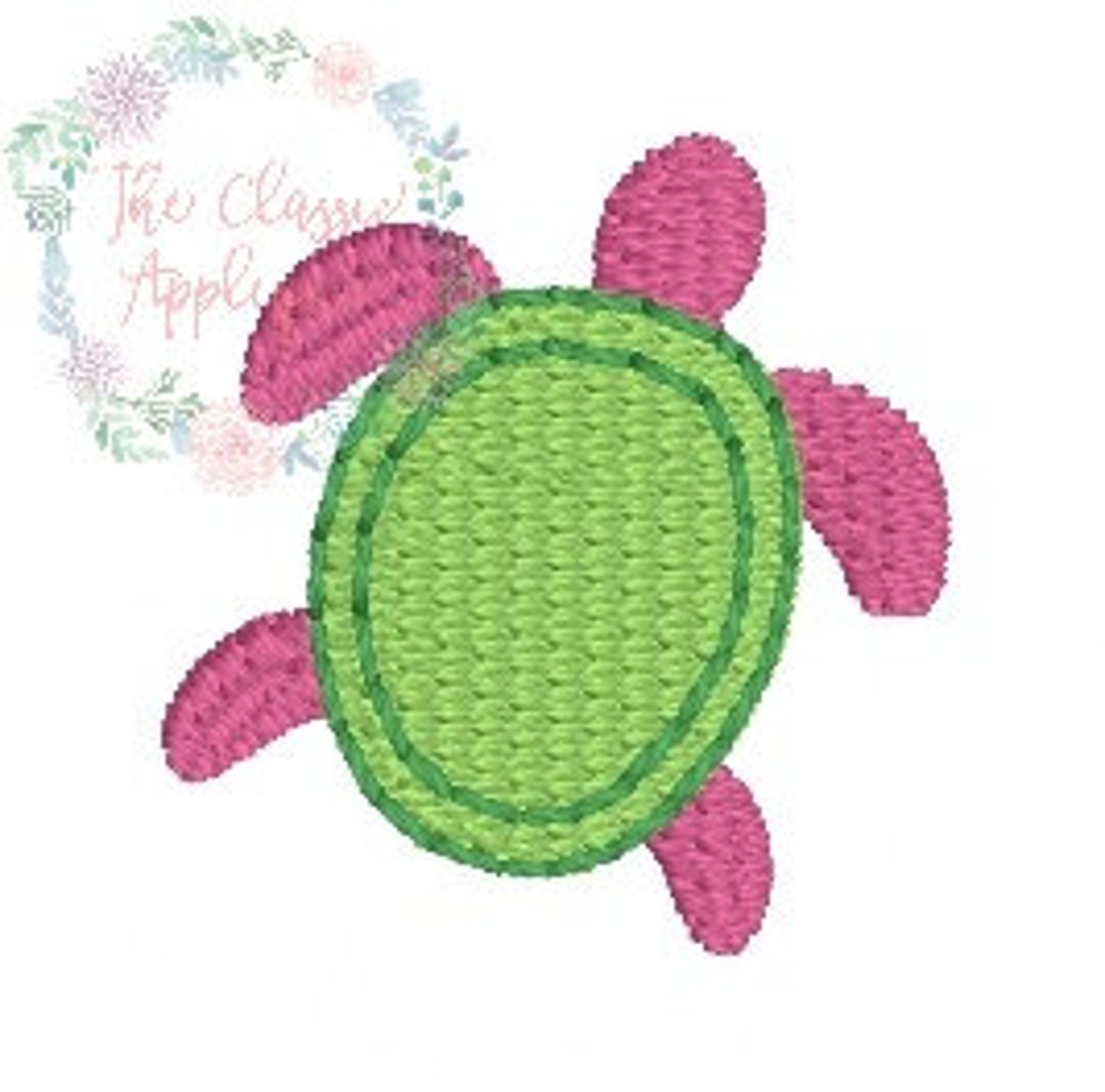 Single Summer Sea Turtle Mini Fill Stitch Machine Embroidery Design ...