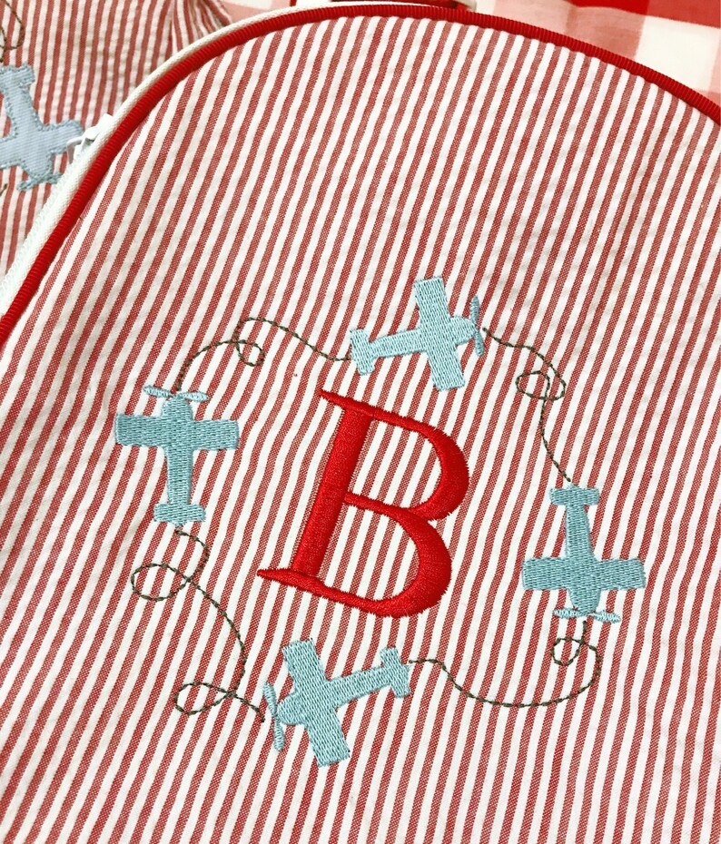 Airplane With Trails Boy Monogram Frame Embroidery Design File - Etsy