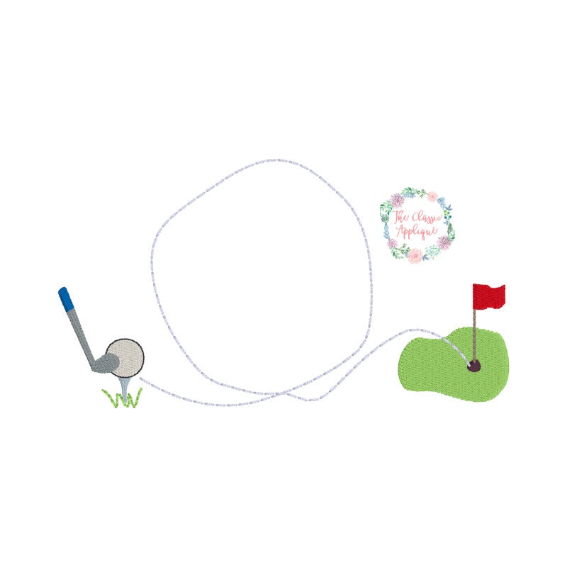 Golf Monogram Frame With Golf Green and Golf Club Machine Embroidery ...