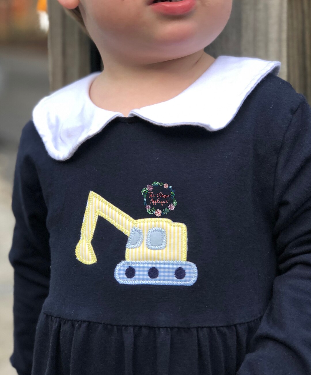 Boy Excavator Digger Construction Vehicle Zig Zag Applique Machine ...