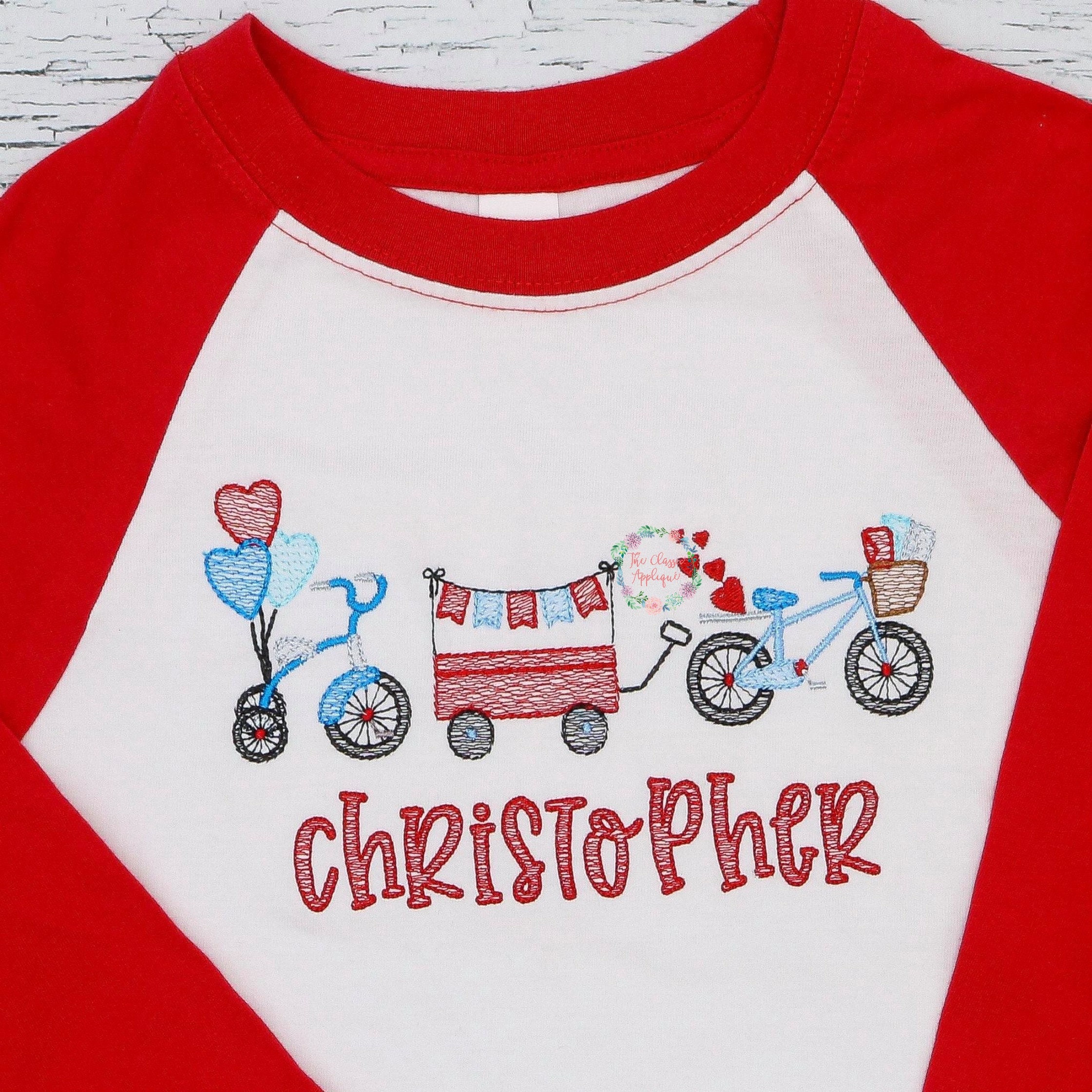 Valentine's Day Parade Trio With Trike, Wagon, and Bike Sketch Fill ...