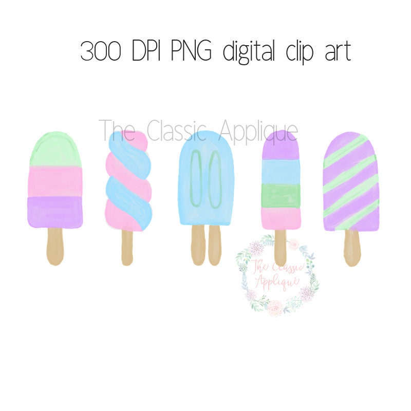 Summer Popsicles Watercolor PNG Printable Digital Clip Art File for ...