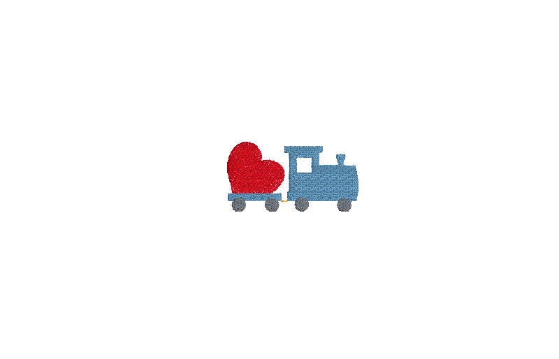 Mini Fill Stitch Valentine's Train With Heart Embroidery Design File in ...