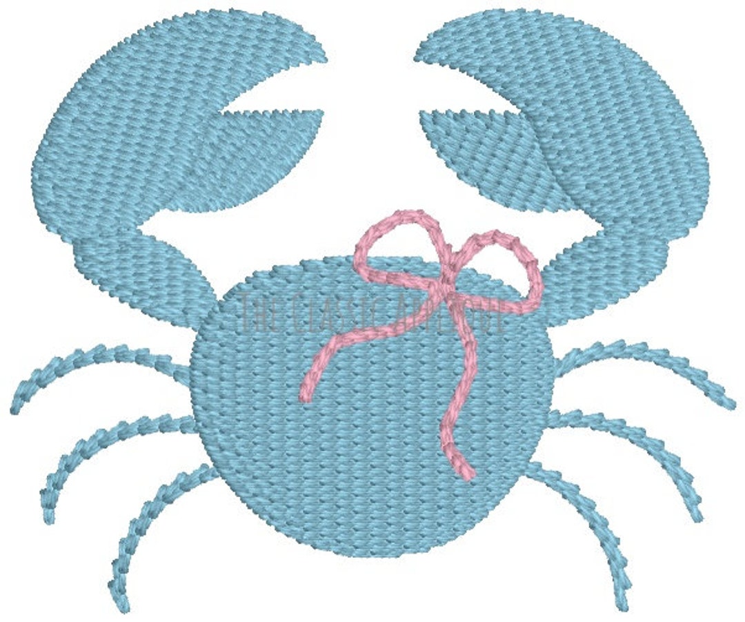 Summer Crab With or Without Bow Mini Fill Stitch Machine Embroidery ...