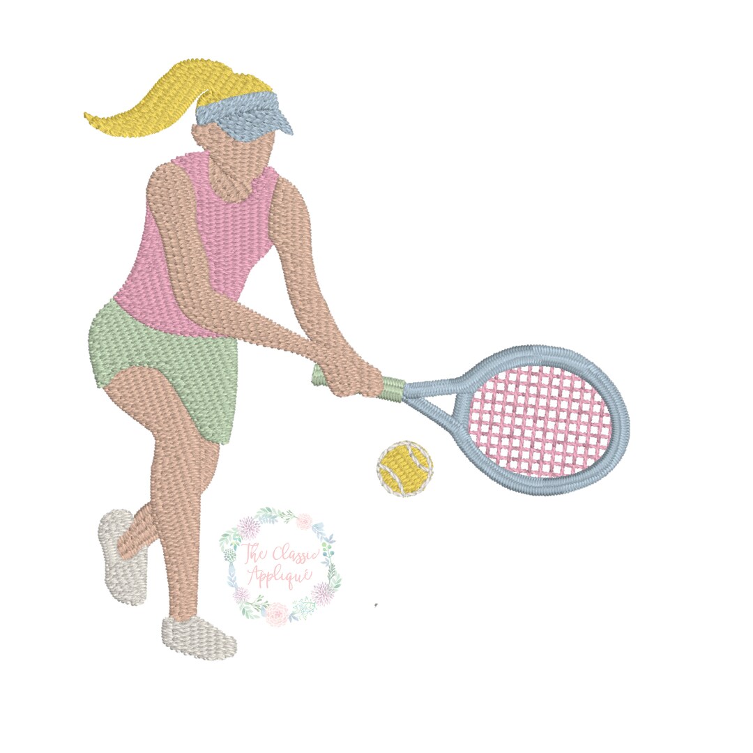Tennis Player Girl Mini Fill Stitch Machine Embroidery Design File by ...