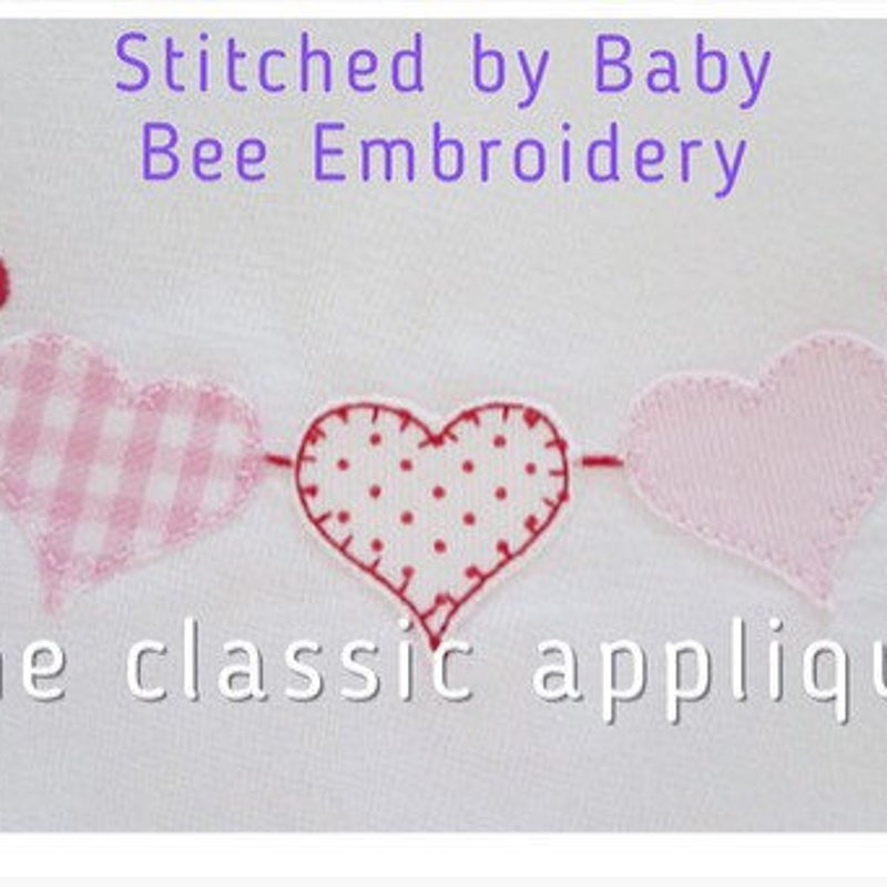 Heart Bow Bunting Embroidery File - Etsy