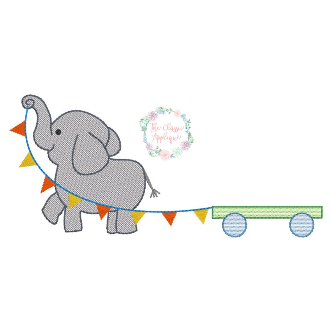 Elephant Pulling Wagon for Monogram or Name Sketch Fill Light - Etsy