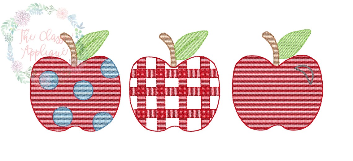 Apple Trio for Back to School, Fall Sketch Fill, Light Fill, Quick ...