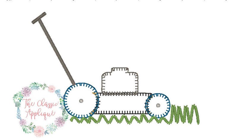 Blanket Stitch Lawn Mower Applique With Vintage Stitch, Quick Stitch ...
