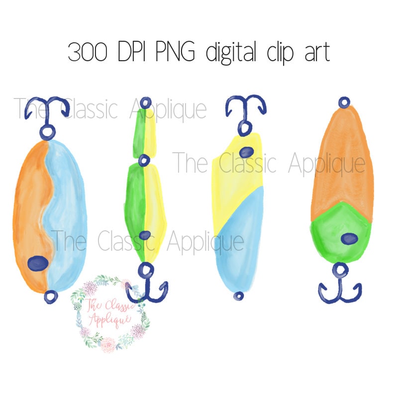 Fishing Lures Printable PNG Watercolor Digital Clip Art Design File for ...