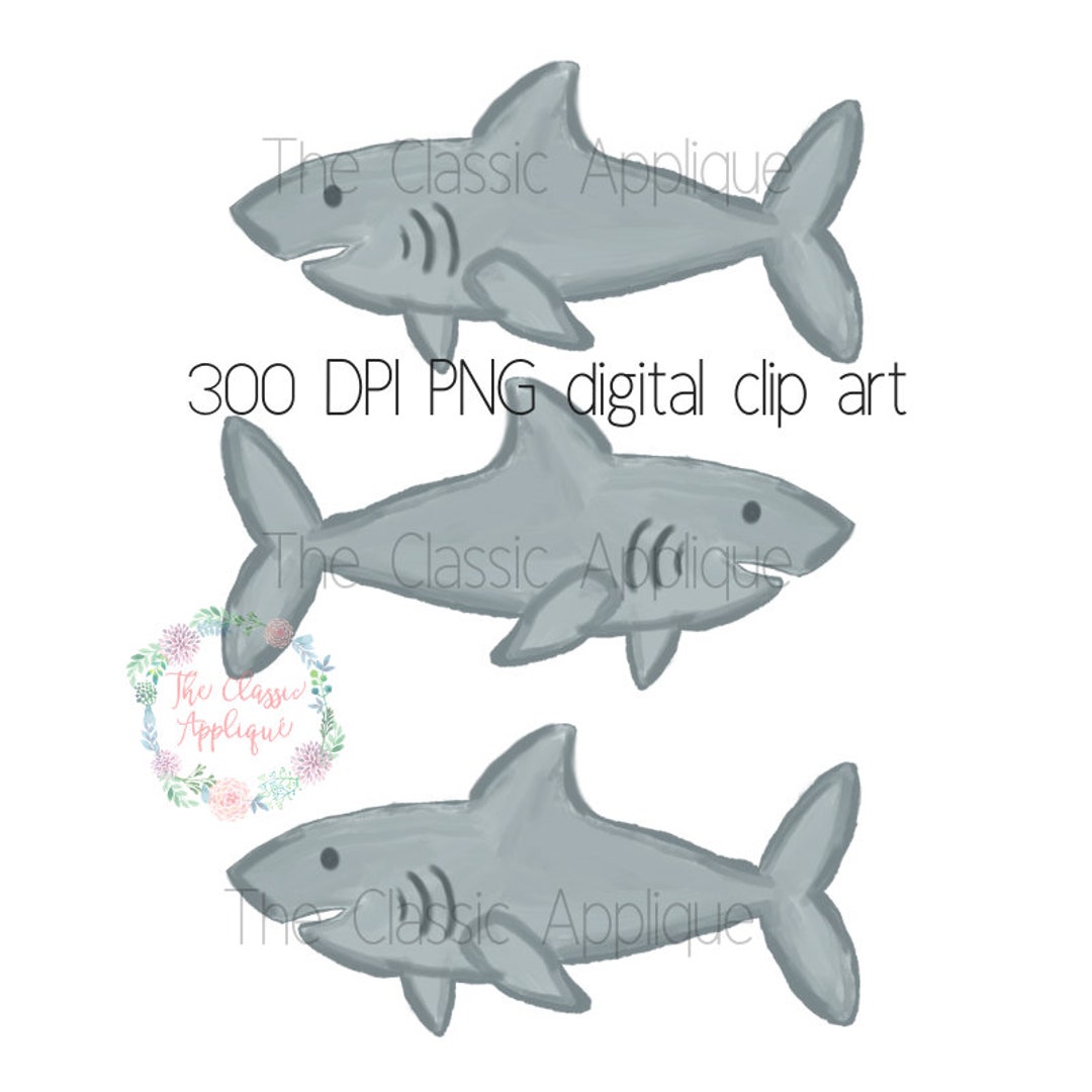 Summer Sharks Trio Printable Watercolor PNG Digital Clip Art File for ...