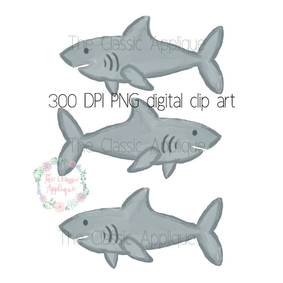 Summer Sharks Trio Printable Watercolor PNG Digital Clip Art - Etsy