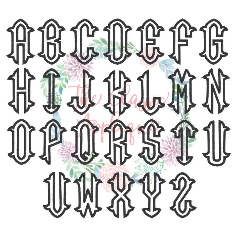 Monogram Applique Fortress Font, Three Letter, Fishtail Satin Stitch ...