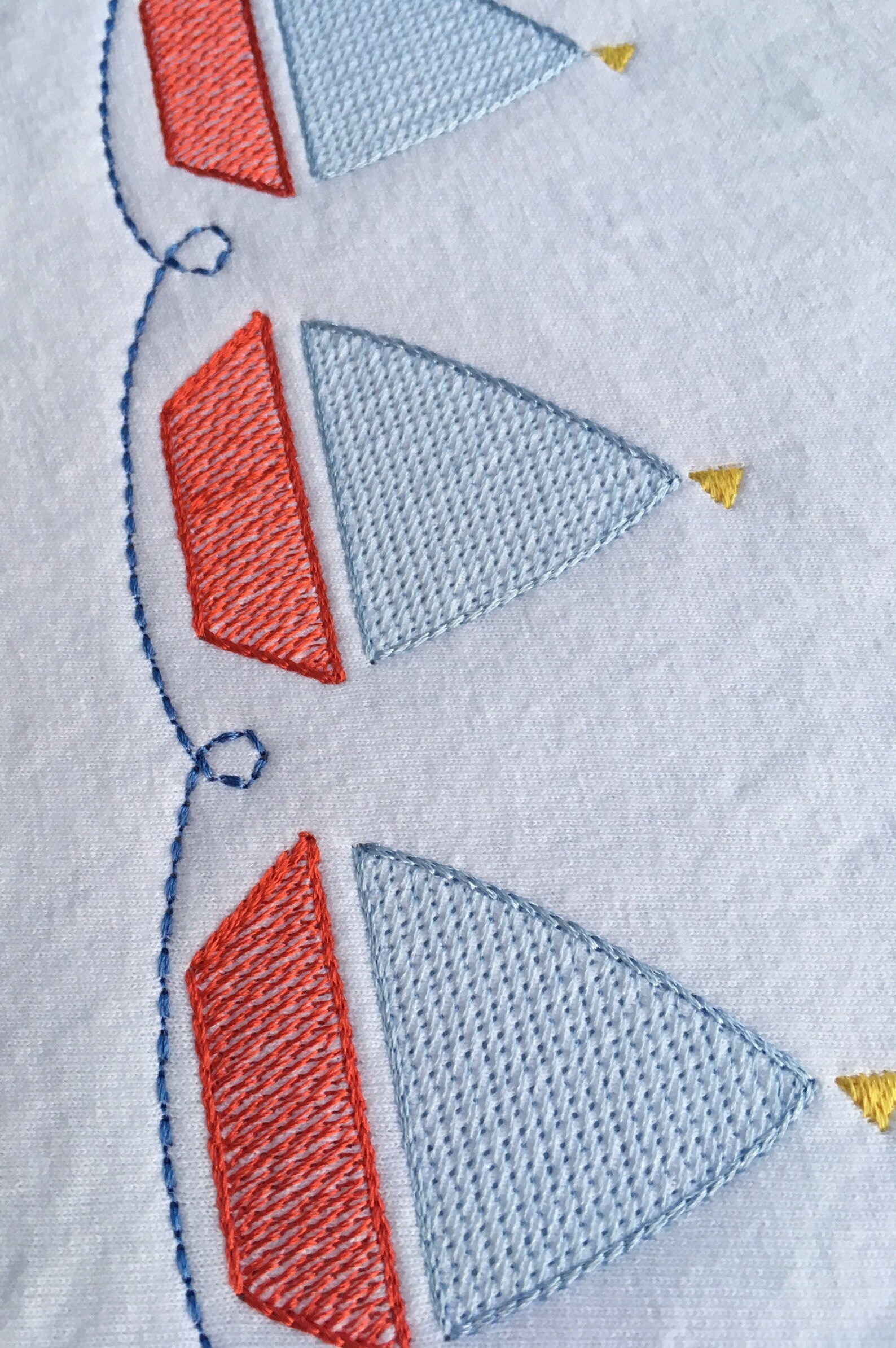 Sailboat on Vintage Stitch Wave Zigzag Applique and Sketch Fill ...