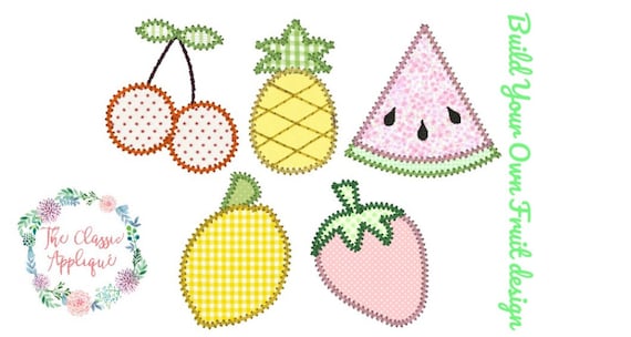 5 Separate Zig Zag Applique Fruit Designs Including a Cherry - Etsy