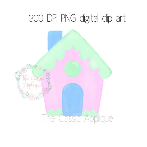 Christmas Girl Pastel Gingerbread House Watercolor PNG | Etsy