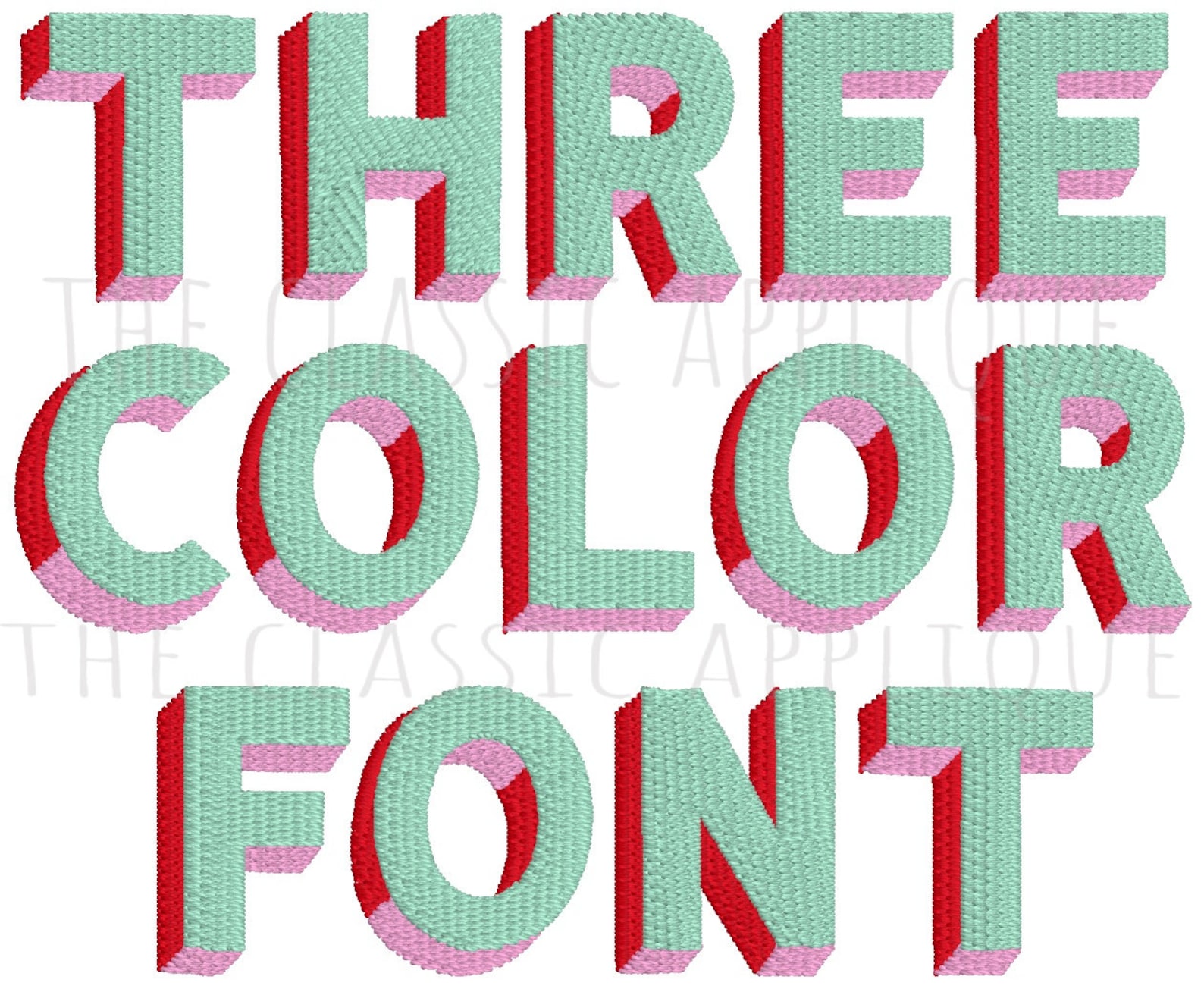 Three Color Block Print Fill Stitch Machine Embroidery Font by - Etsy