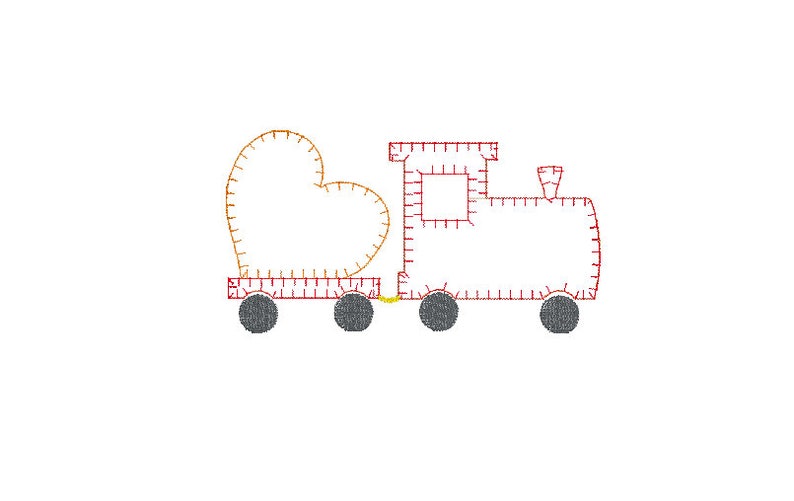 Valentine's Train With Hearts Blanket Stitch Applique Embroidery Design ...