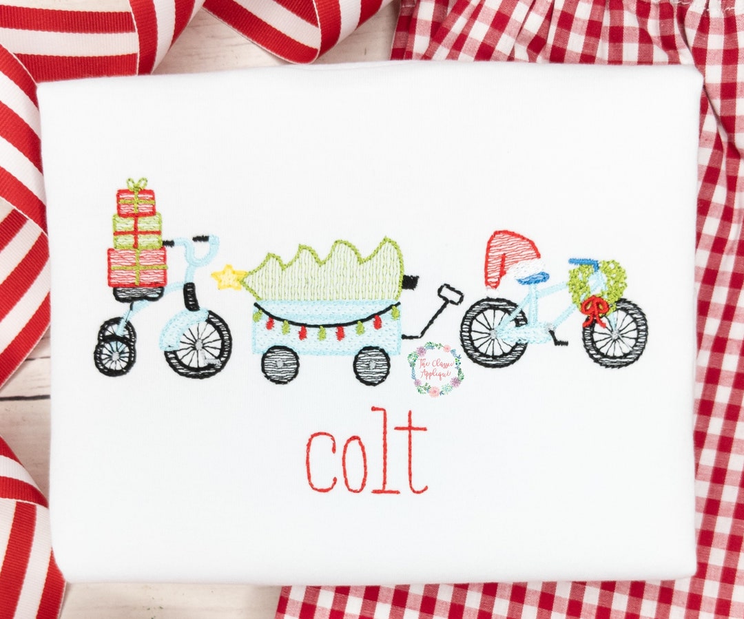 Christmas Parade Tricycle, Wagon, Bike With Christmas Tree Sketch Fill ...