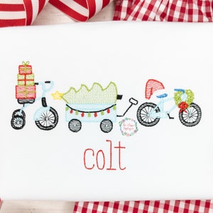 Christmas Parade Tricycle, Wagon, Bike With Christmas Tree Sketch Fill ...