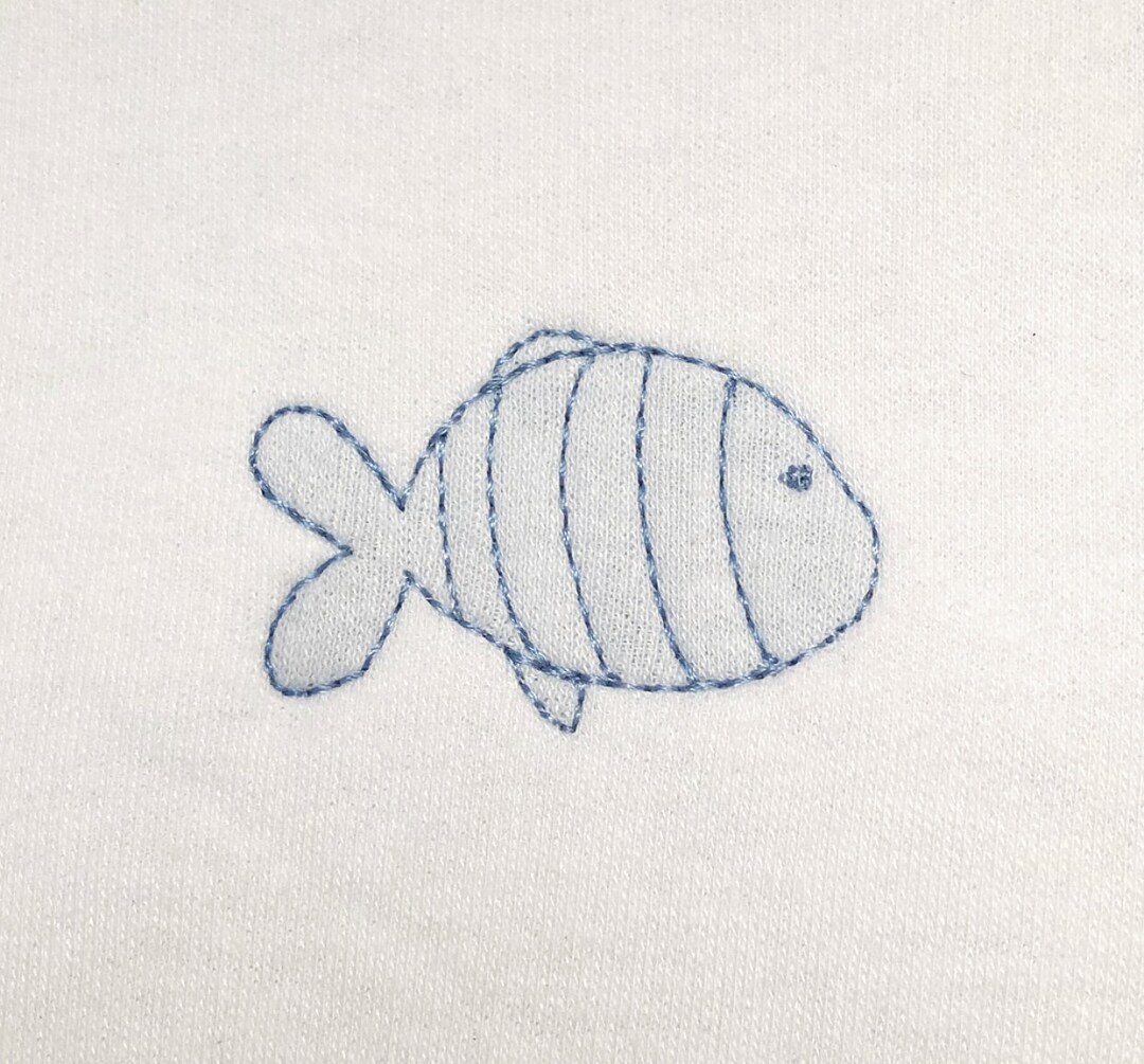 Single Mini Shadow Embroidery Fish by Machine in a 2 Inch and 3 Inch ...