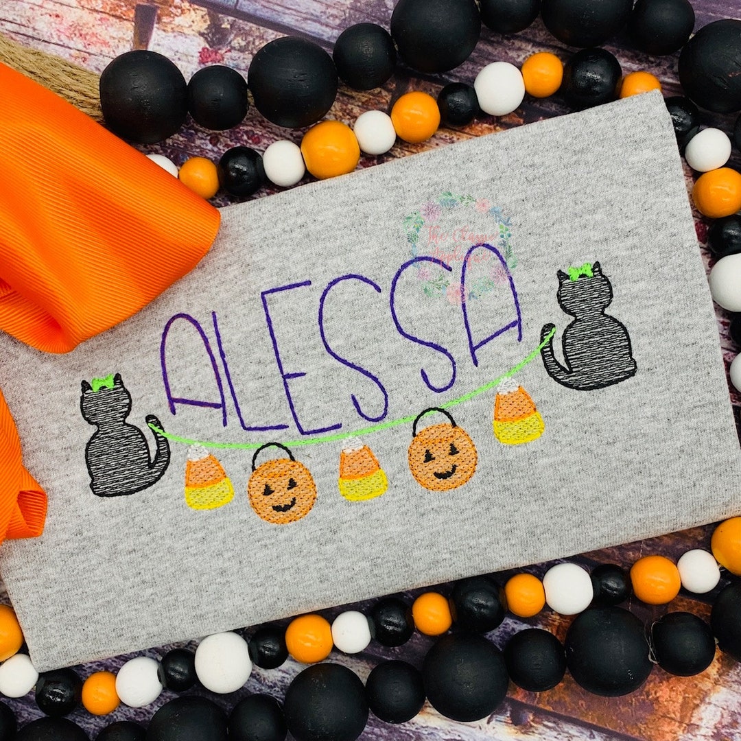 Halloween Kitty Cat Bunting Monogram Frame With Candy Corn and Candy ...