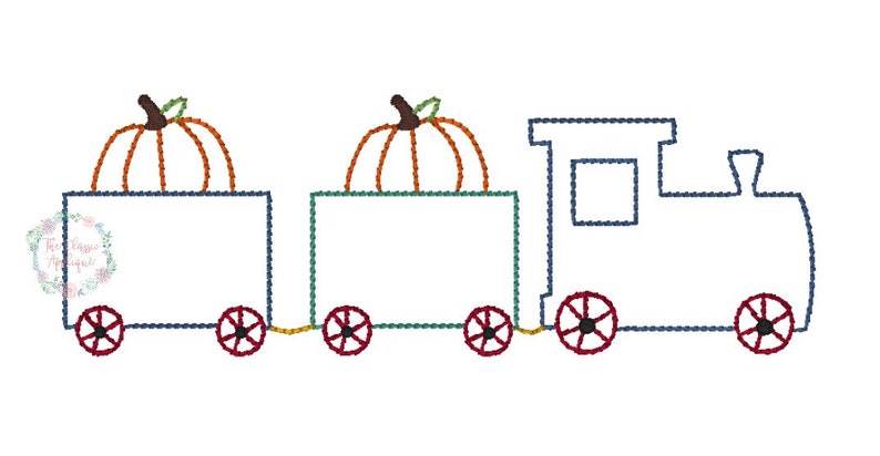Fall Autumn Train With Pumpkins Vintage Stitch Quick Stitch - Etsy