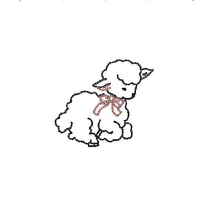 Mini Vintage Stitch Quick Stitch Sketch Lamb With Bow - Etsy
