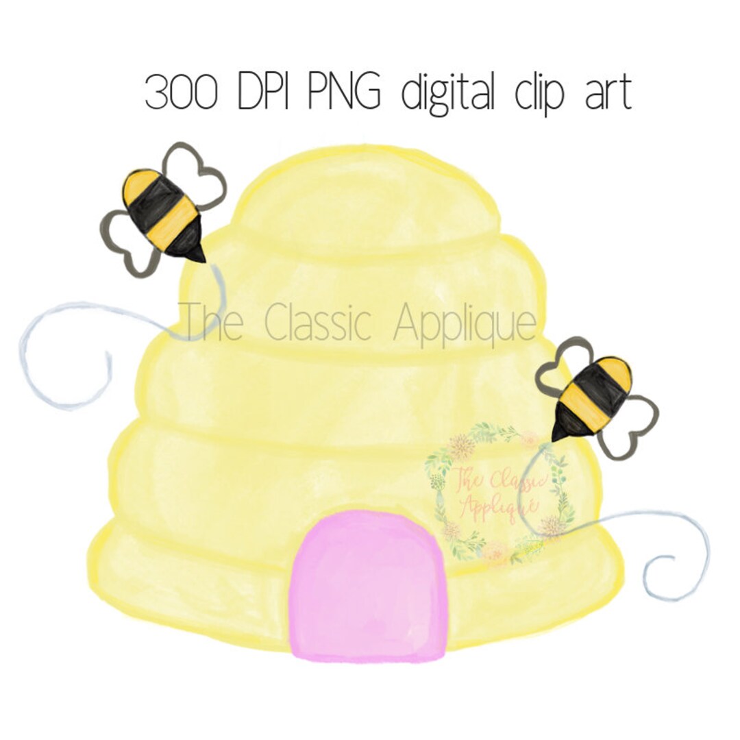 Spring Summer Beehive With Bees Watercolor PNG Printable Digital Clip ...