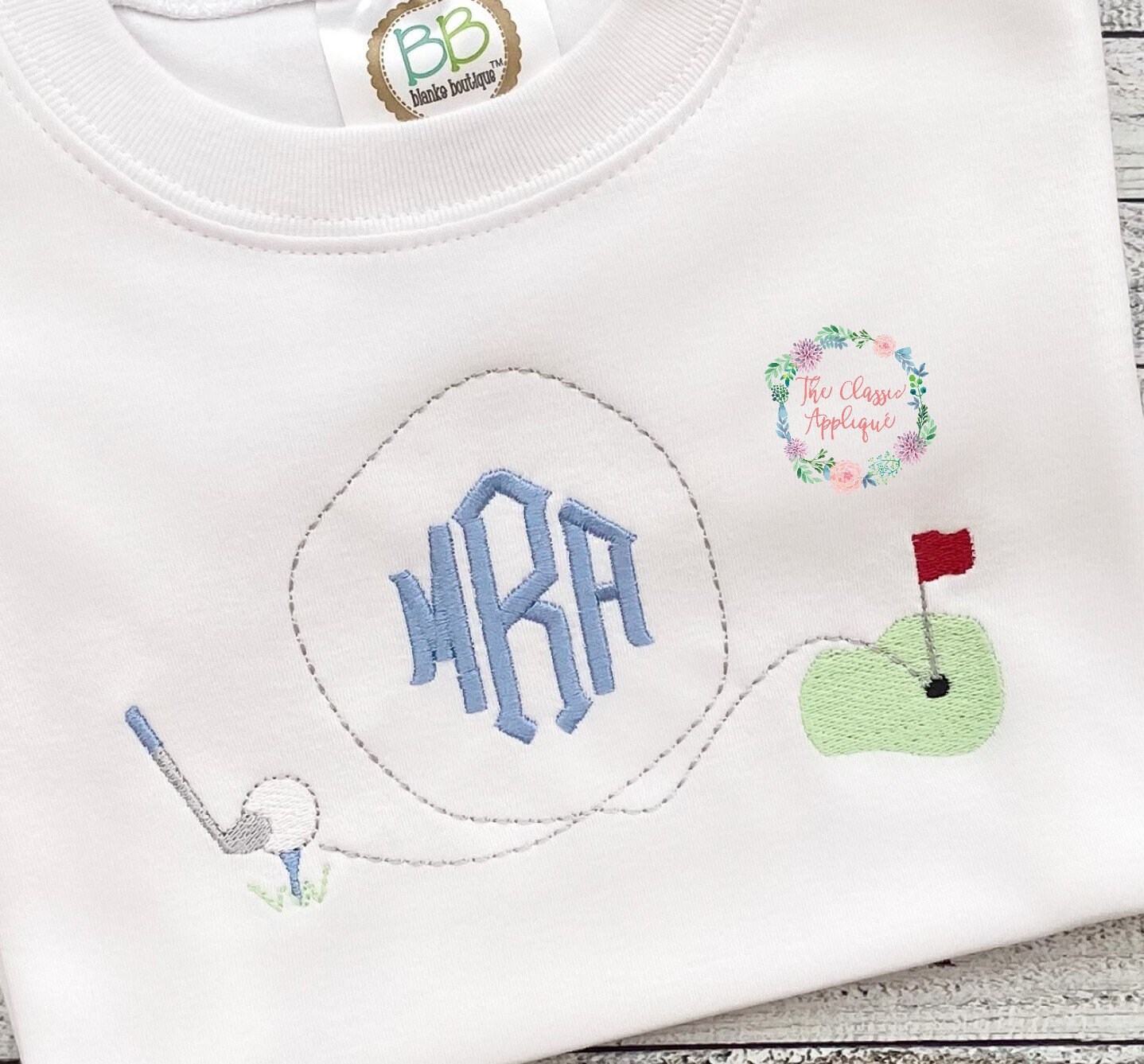 Golf Monogram Frame With Golf Green and Golf Club Machine Embroidery ...