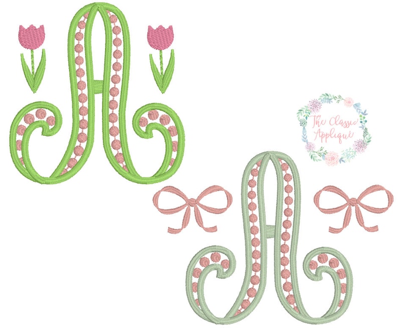 The Caroline Satin Stitch Vintage Style Monogram Font Machine - Etsy