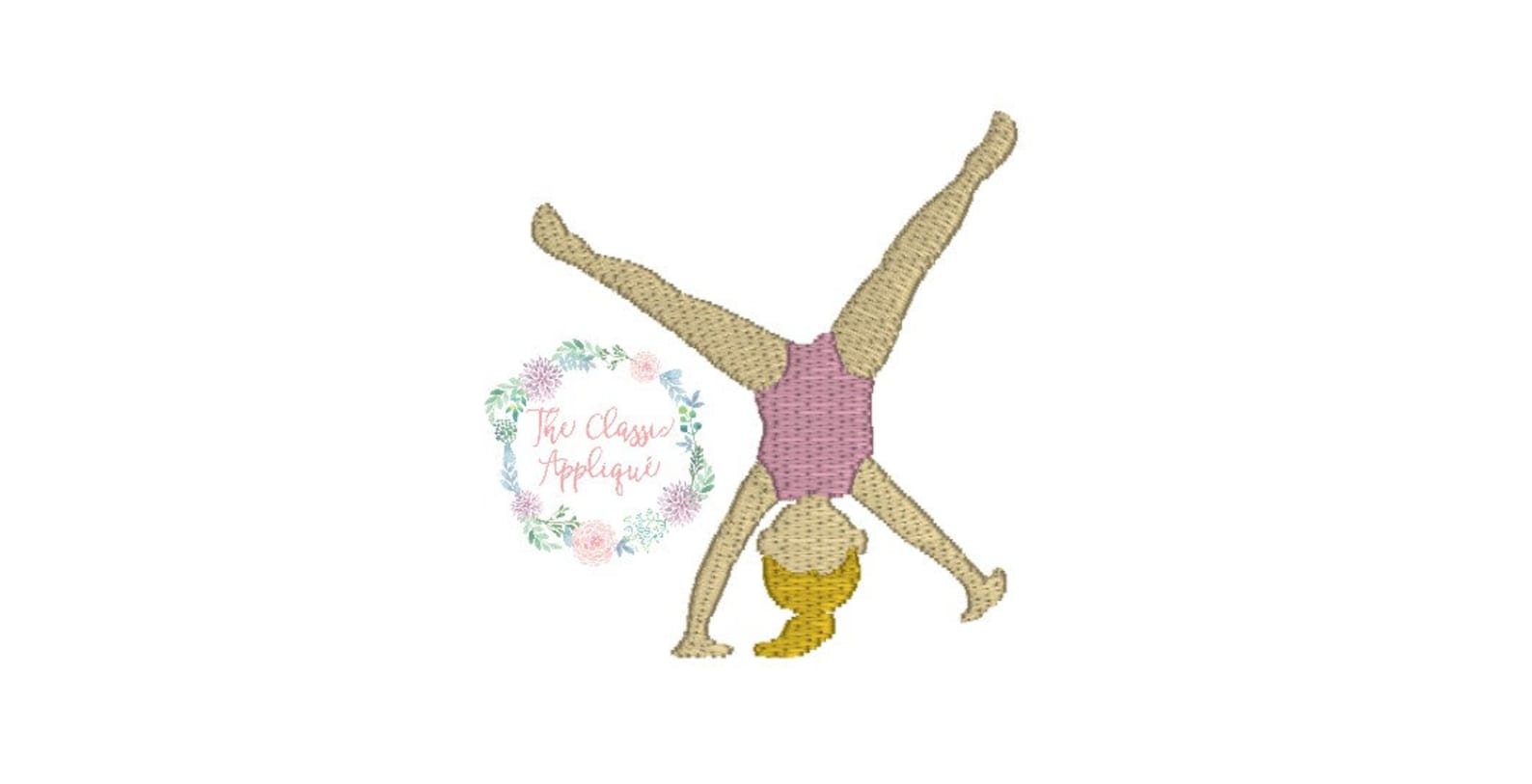 Gymnastics, Gymnast Girl in Leotard Flipping Mini Fill Stitch Machine ...