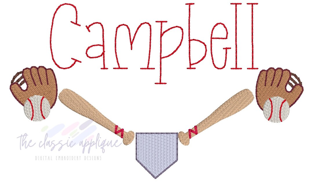 Baseball Monogram Frame Fill Stitch Machine Embroidery Design File - Etsy