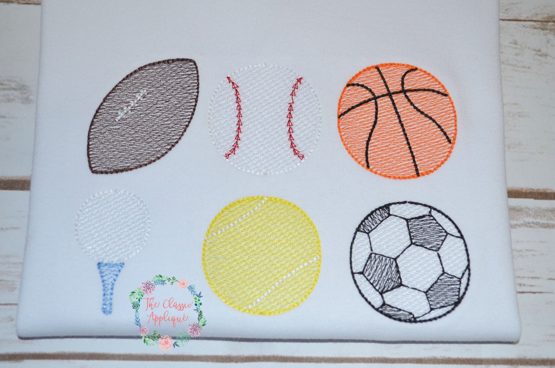 Sketch Fill "build Your Own Trio" of Sports Balls Vintage Stitch, Quick ...