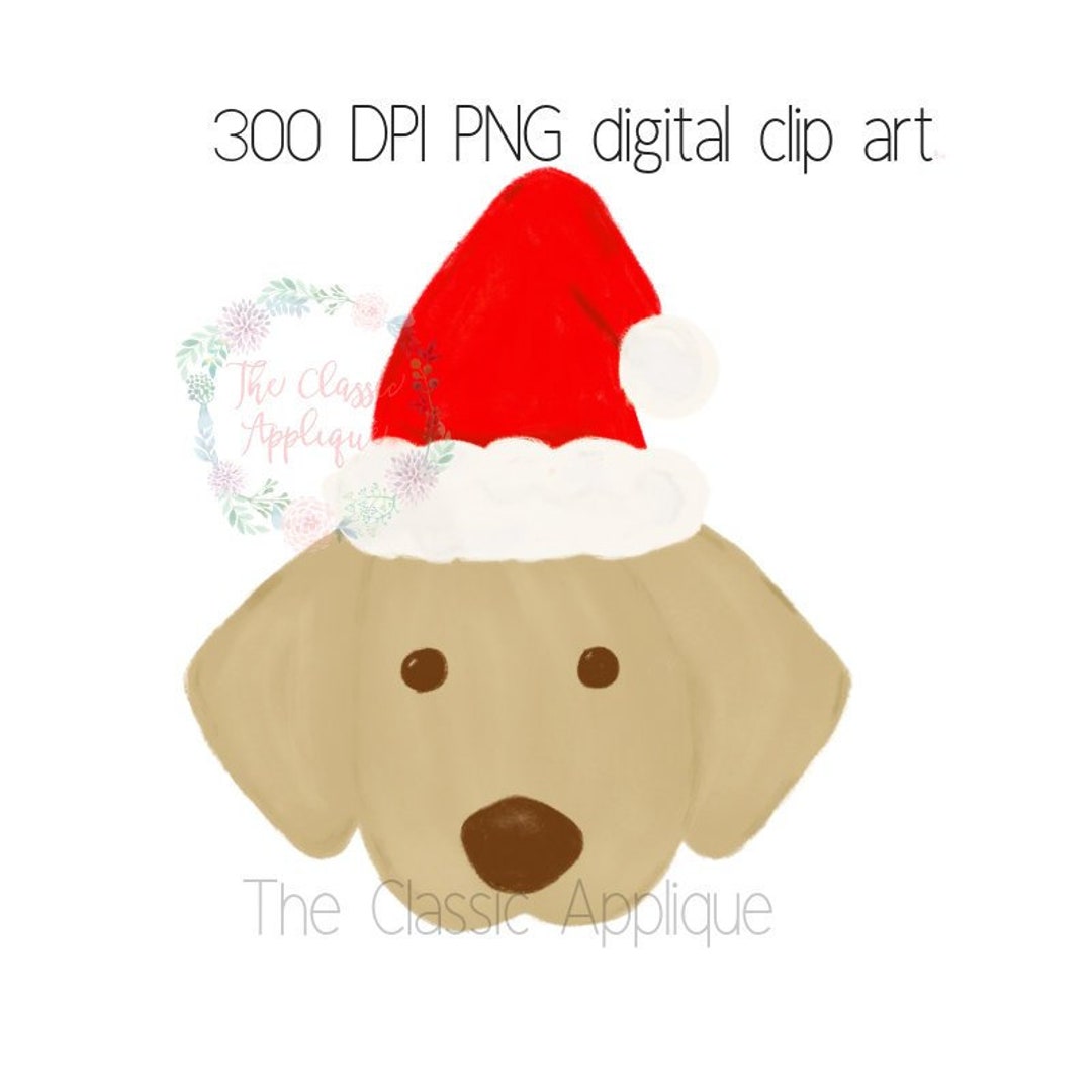 Christmas Puppy Lab Dog With Santa Claus Hat Watercolor PNG Printable ...