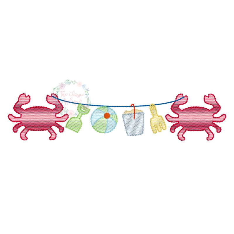 Summer Crabs Holding Beach Toys Sketch Fill Light Fill Quick - Etsy